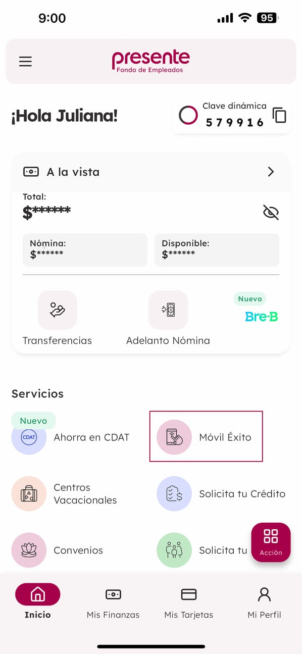 Cómo recargar tu Móvil Éxito en la app